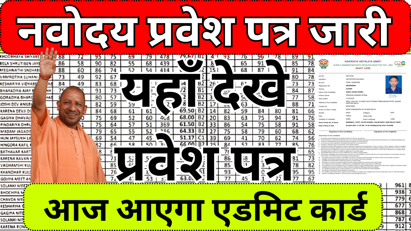 JNV Entrance Admit Card 2025 Class 6 Release Information - Navodaya Trick