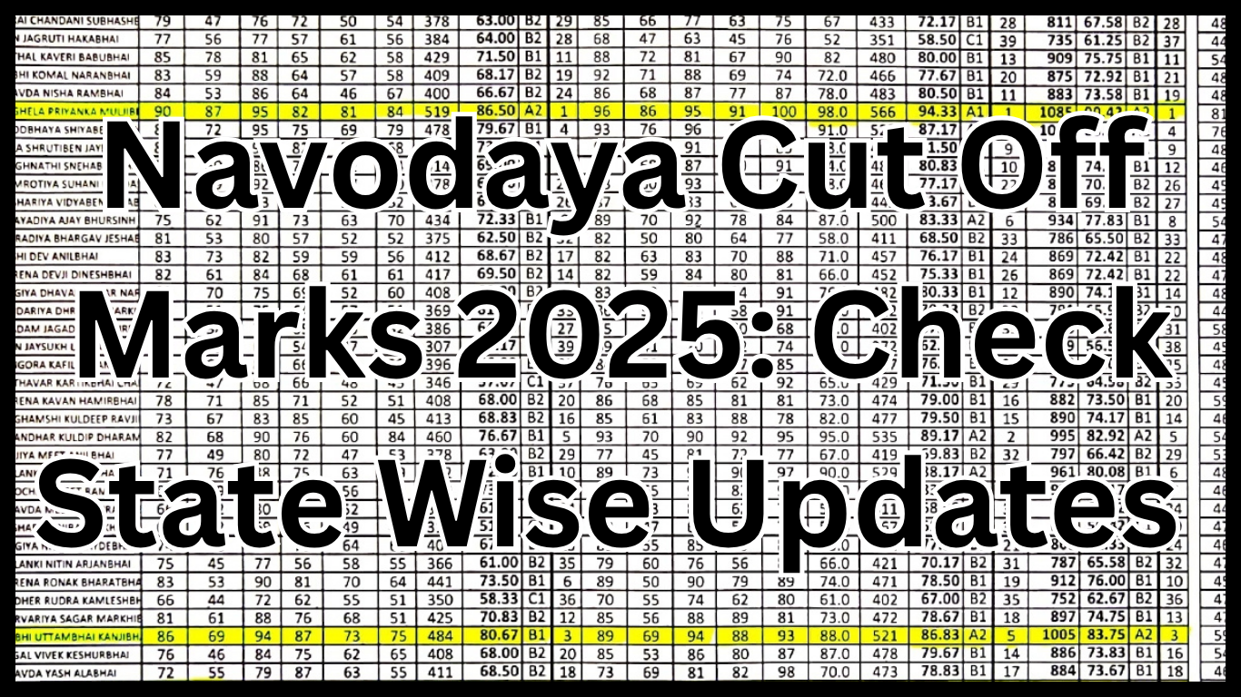 Navodaya Cut Off Marks 2025: Check State Wise Updates - Navodaya Trick